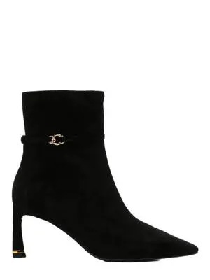 COCCINELLE Logo-plaque Suede Ankle Boots - Black