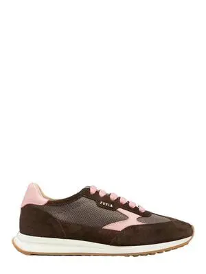 Furla Suede Mesh Lace-up Sneakers - Brown