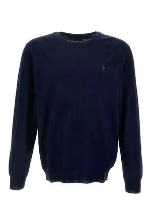 Polo Ralph Lauren Embroidered Logo Crew Neck Sweater - Blue
