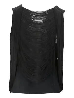 TOM FORD TOM FORD Fringe-Trimmed V-Neck Sleeveless Blouse