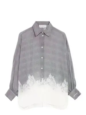 ERMANNO SCERVINO Ermanno Scervino Georgette Lace-Trimmed Gingham Shirt