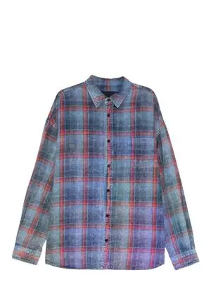 JUUN.J Check-print Distressed Shirt - Blue