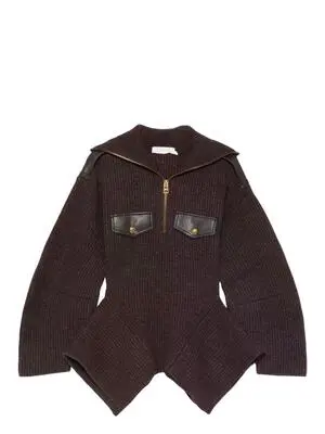 Zimmermann Ribbed-knit Sailor Collar Sweater - Brown