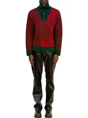 MAISON MARGIELA Patchwork-knit Reversible Sweater Red