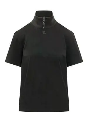 COURREGES Ribbed-collar Zip-up T-shirt