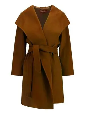 Max Mara Belted Shawl-collar Coat Brown