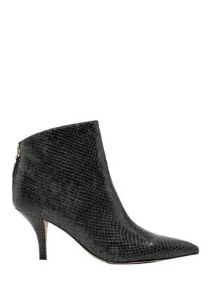 TWINSET Snakeskin Effect Pointed Toe Ankle Boots - Black