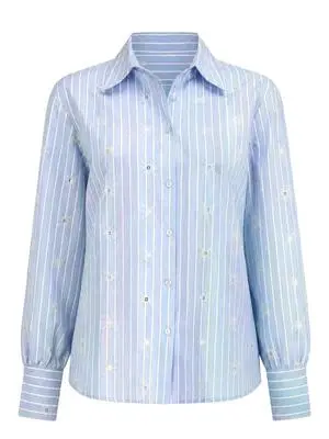 COMPAGNIA ITALIANA Striped Embroidered Shirt - Blue