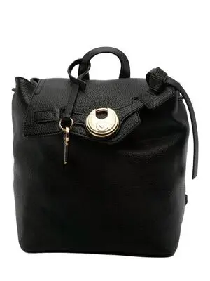 Moschino Padlock Detail Pebbled Backpack - Black