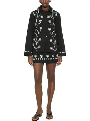 Stine Goya Button-embellished Floral-motif Mini Skirt - Black