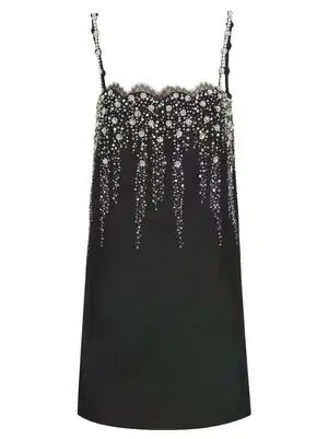 Valentino Garavani Embellished Lace Trim Dress - Black