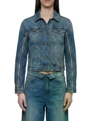 Liu Jo Zip Detail Denim Jacket - Blue