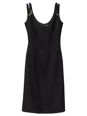 Versace Wool Grain-de Poudre Midi Dress - Black