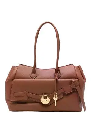 Moschino Logo-plaque Pebbled Tote Bag - Brown