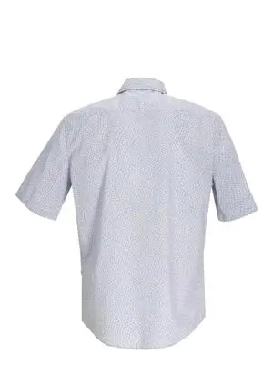 BOSS Short-sleeve Button-down Cotton Shirt Blue