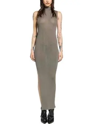 Rick Owens Temple Ribbed Wool Maxi Dress - Brown
