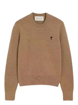 AMI Paris Ami De Coeur Logo-embroidered Jumper Brown