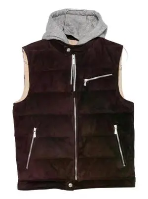 Eleventy Quilted Hooded Gilet - Purple