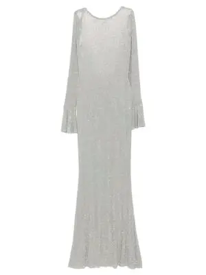TWENTY FOURHAITCH Sequin-embellished Bell-sleeve Maxi Dress - Grey