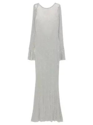 TWENTY FOURHAITCH Sequin-embellished Bell-sleeve Maxi Dress - Grey