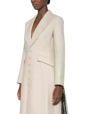 QUETSCHE Lace-panelled Single-breasted Coat - Neutrals