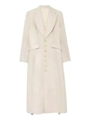 QUETSCHE Lace-panelled Single-breasted Coat - Neutrals