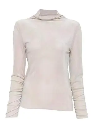 LUISA CERANO Ruched Roll-neck Top - Neutrals