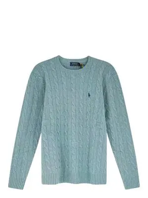 Polo Ralph Lauren Cable Knit Embroidered Logo Sweater - Blue