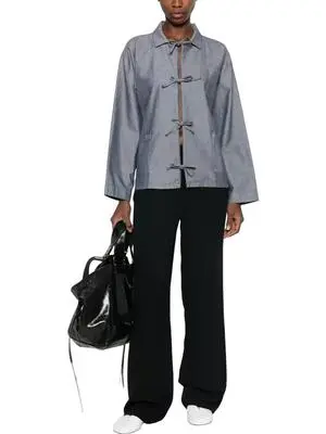 BASERANGE Liber Denim Shirt With Bow Detail - Blue