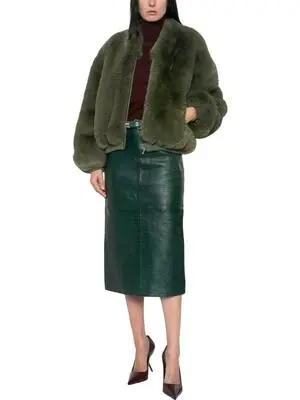 THE FRANKIE SHOP Faux-fur Zip-up Jacket - Green