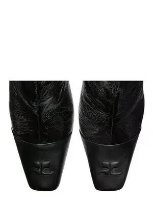 COURREGES Crinkled Knee-high Boots - Black