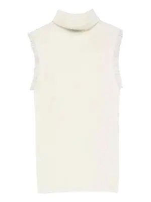 LE PETIT PULLE Le Petit Pulle Ribbed Knit Sleeveless Sweater With Fringe Detail