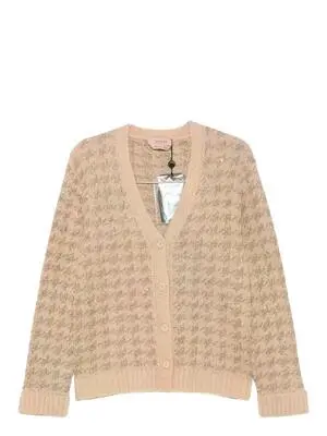 TWINSET TWINSET Sequin-Embellished Houndstooth V-Neck Cardigan