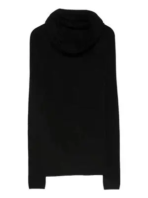 LE PETIT PULLE Off-shoulder Ruched Knit Sweater - Black
