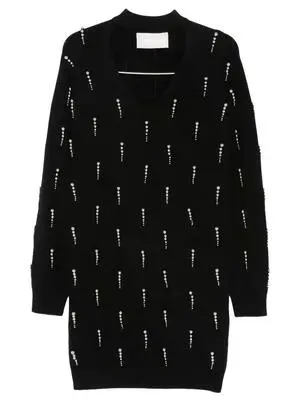 CIRCUS HOTEL Bead-embellished Cut-out Dress - Black