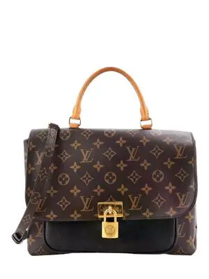 LOUIS VUITTON Louis Vuitton Marignan Monogram Canvas With Leather Shoulder Bag Black