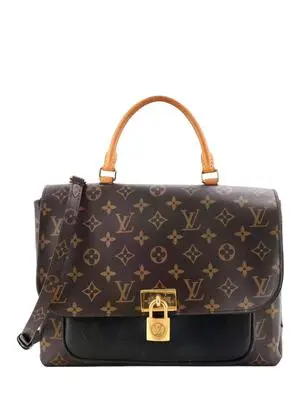 LOUIS VUITTON Louis Vuitton Marignan Monogram Canvas With Leather Shoulder Bag Black