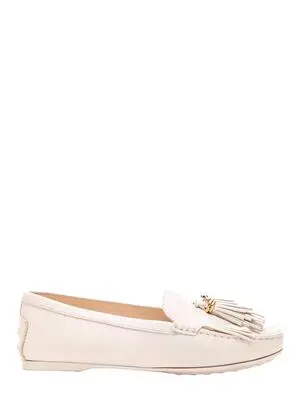 TOD'S Tassel Detail Leather Loafers - Neutrals