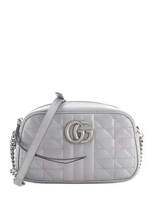 Gucci Gg Marmont Matelassé Leather Small Shoulder Bag - Grey