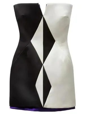 Versace Duchessa Strapless Mini Dress With Geometric Print - Black