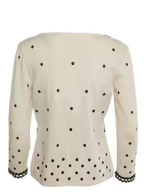 Max Mara Polka-dot V-neck Long Sleeve Top With Lace Trim - Yellow