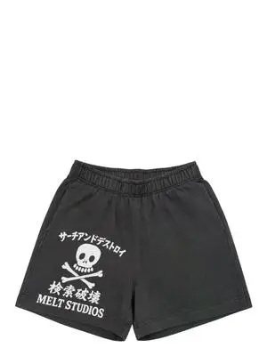 MELT Studios Skull Print Jersey Shorts - Black