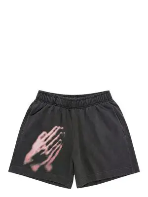 MELT Graphic-print Cotton Shorts - Black