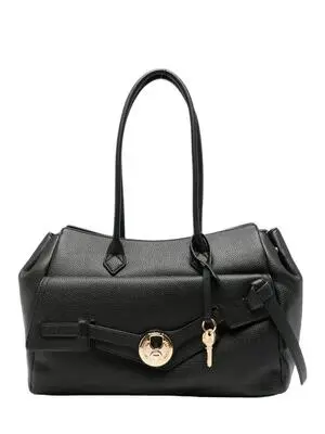 Moschino Padlock-detail Pebbled-leather Tote Bag Black