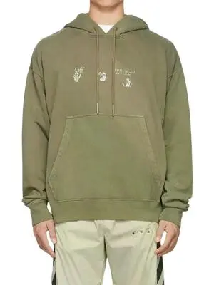 Off-White Logo Print Hoodie - Green
