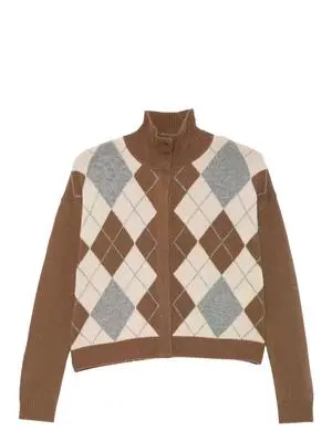 Max Mara Max Mara Argyle Intarsia Button-Collar Sweater Brown