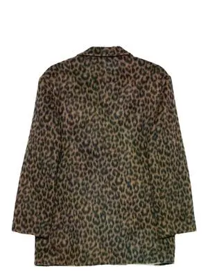 ALYSI Leopard-print Notched-lapel Coat - Brown