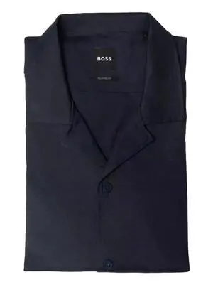BOSS Relaxed-fit Camp-collar Shirt - Blue