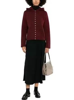 AGNES B. Agnès B. Burgundy Cotton Snap Hoodie