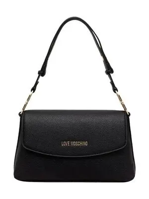 Moschino Logo-plaque Pebbled Tote Bag - Black